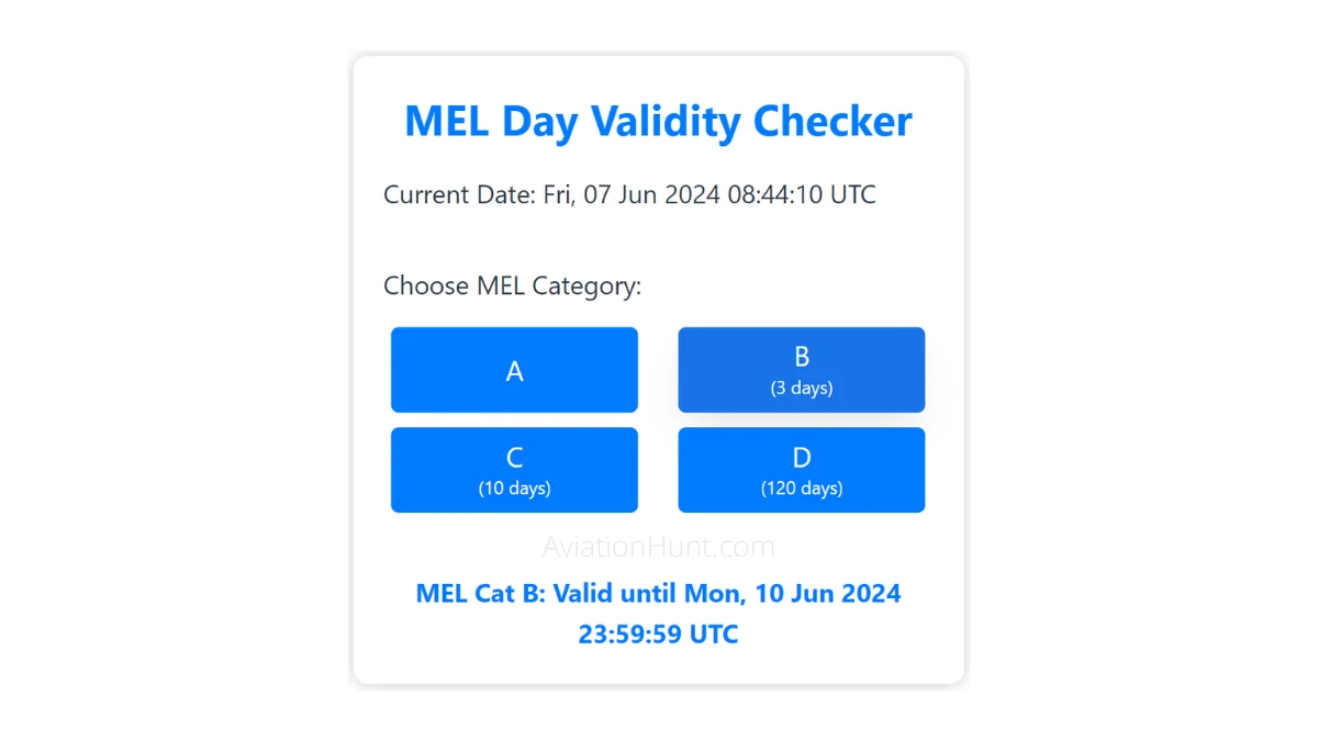 MEL Calculator for Aircraft Maintenance Deferrals - AviationHunt